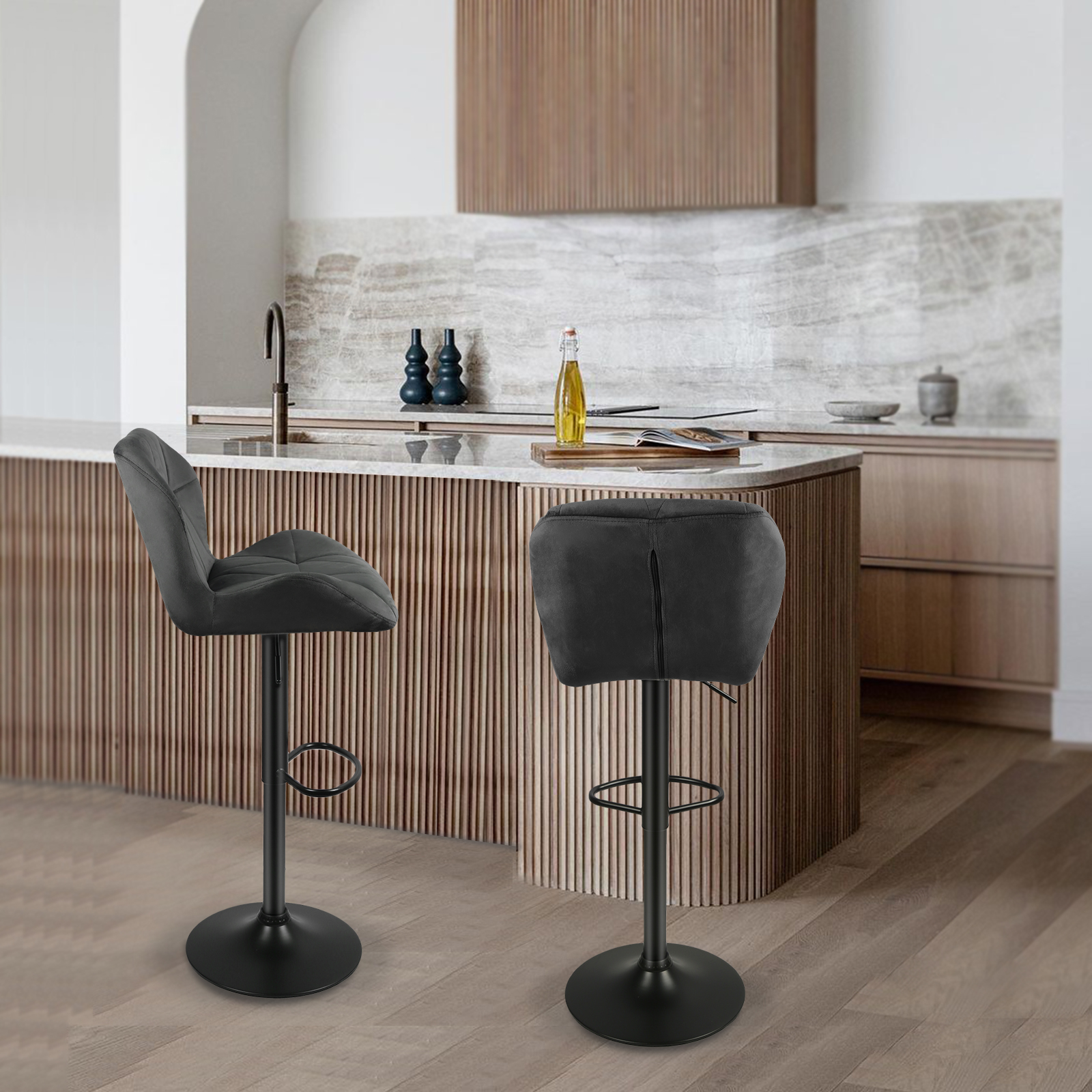 Chaise de bar - HOMEWELL - BLGUNSAV - Métal - Noir - Réglable en hauteur - A monter soi-même ...