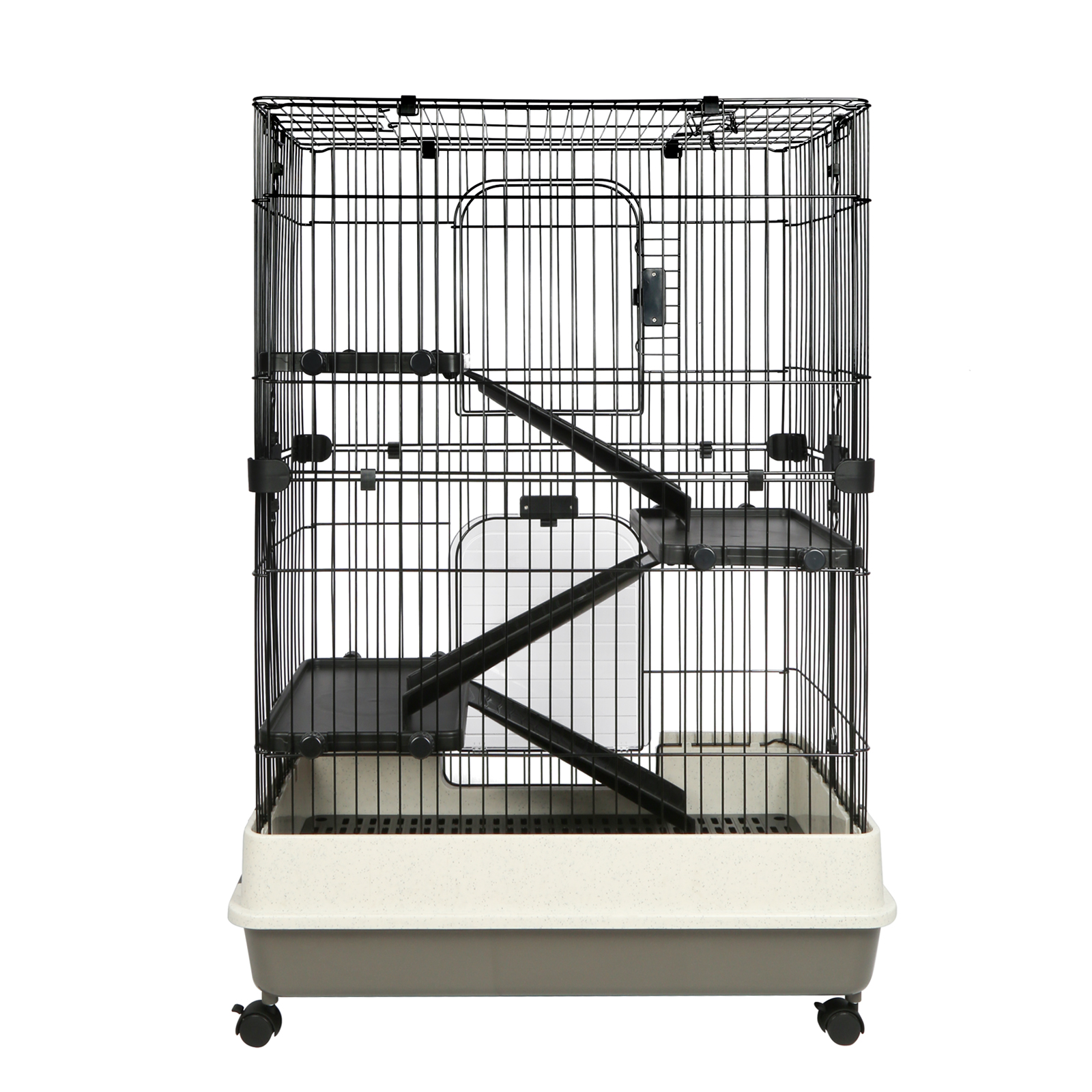 ERROLVES®Cage pour chat-avec 4 roues-L76 x P47 x H115 cm Noir ...