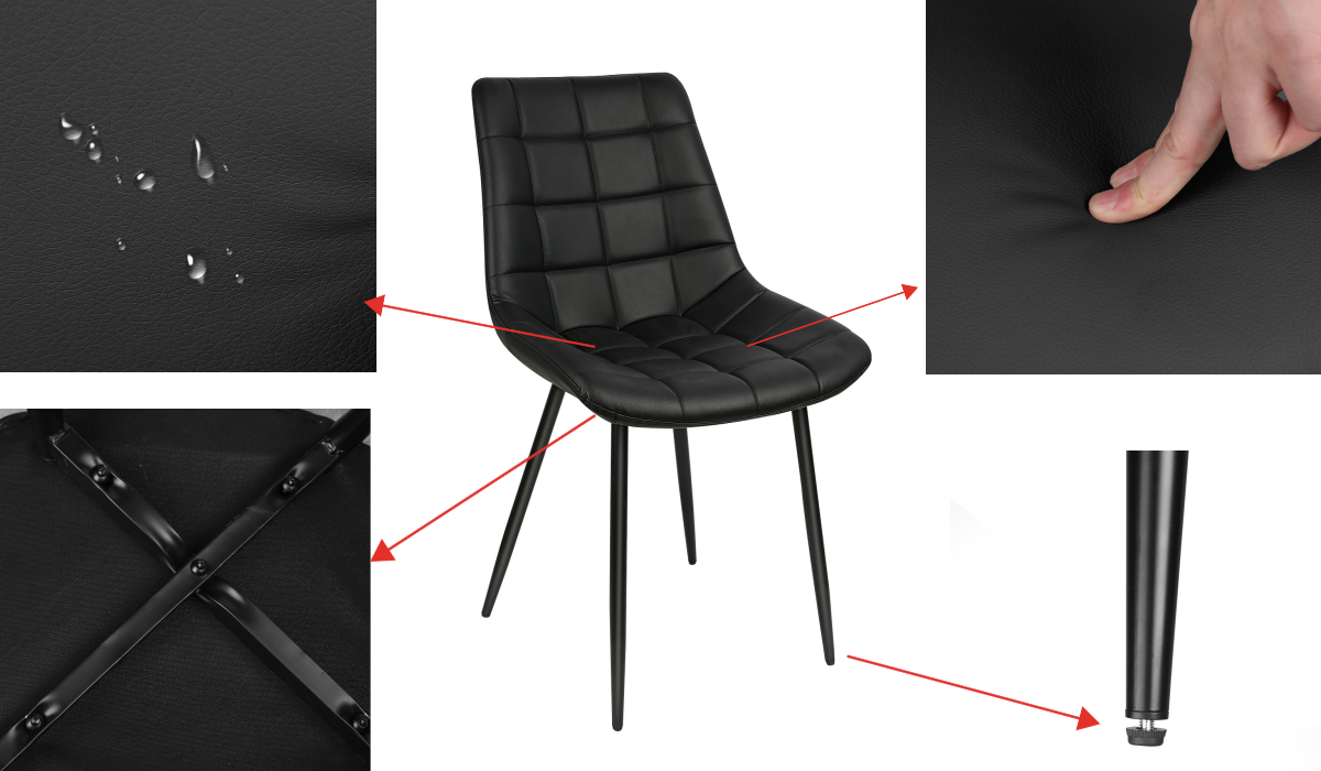 Lot de 4 chaises PEACHES® - Noir - Métal - Salle à manger - 120kg ...