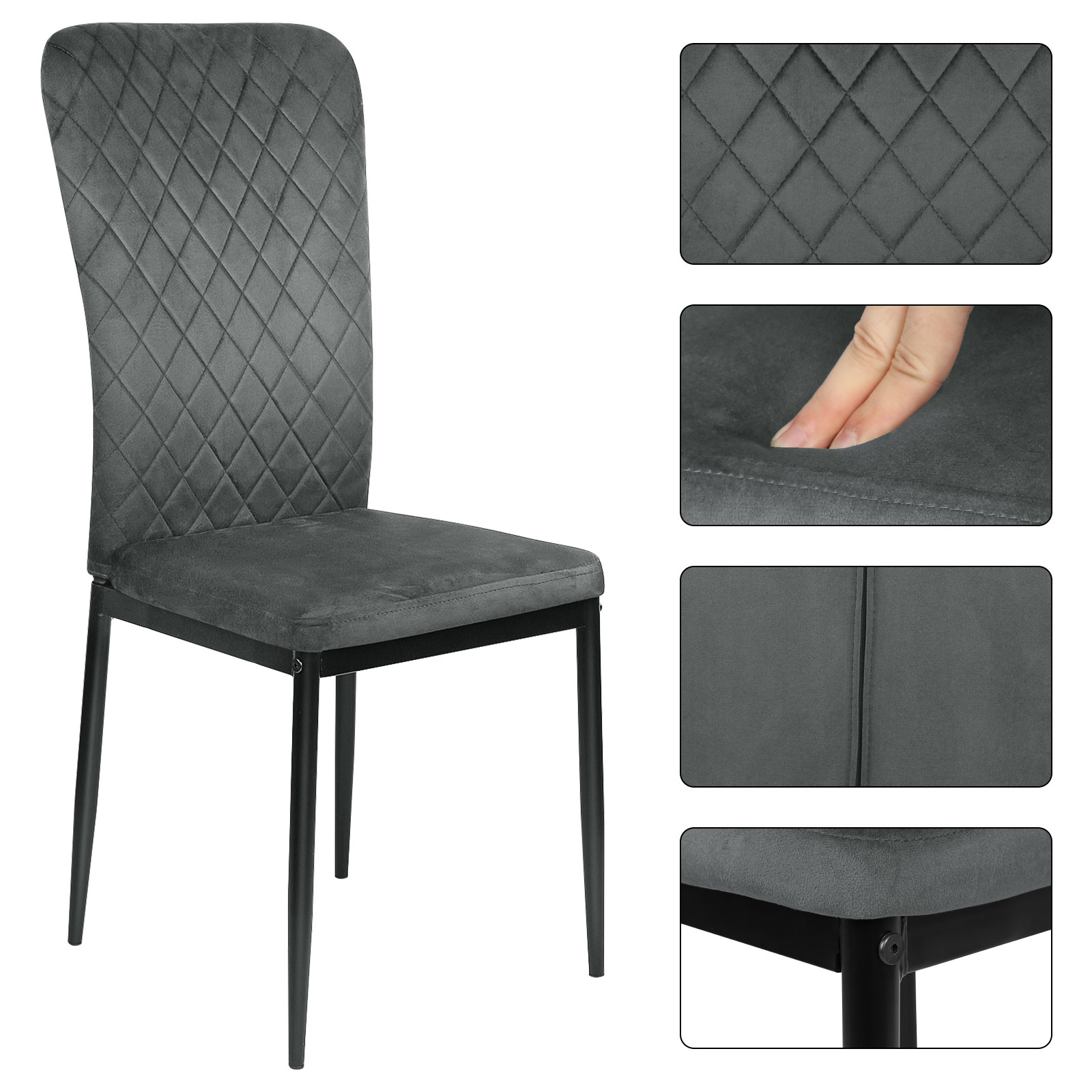 QUIIENCLEE 4 x Chaises en velours avec dossier incurvé à motif en ...