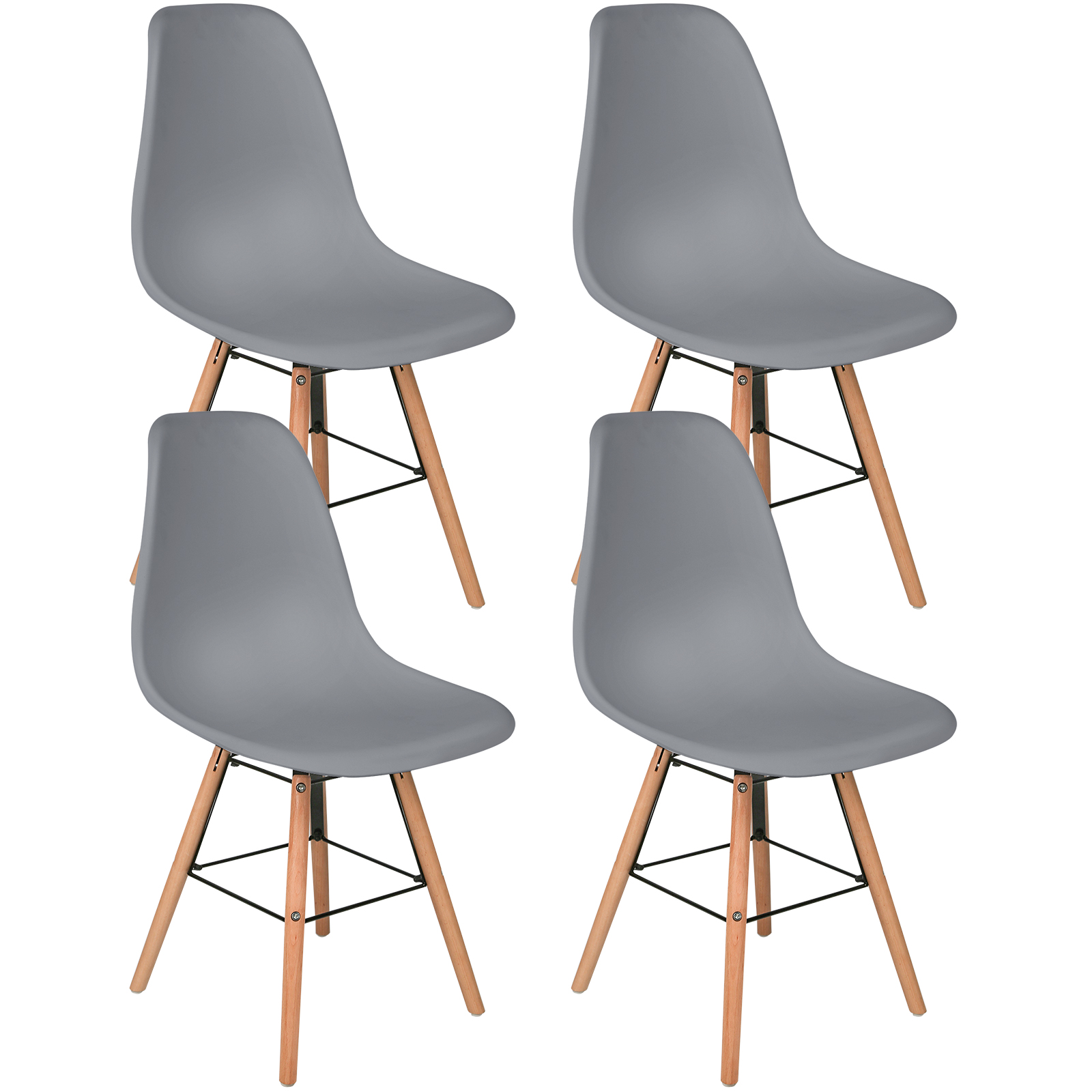 Chaises longues en bois gris - HOMEWELL - Lot de 4 - PP 46*41*82cm ...