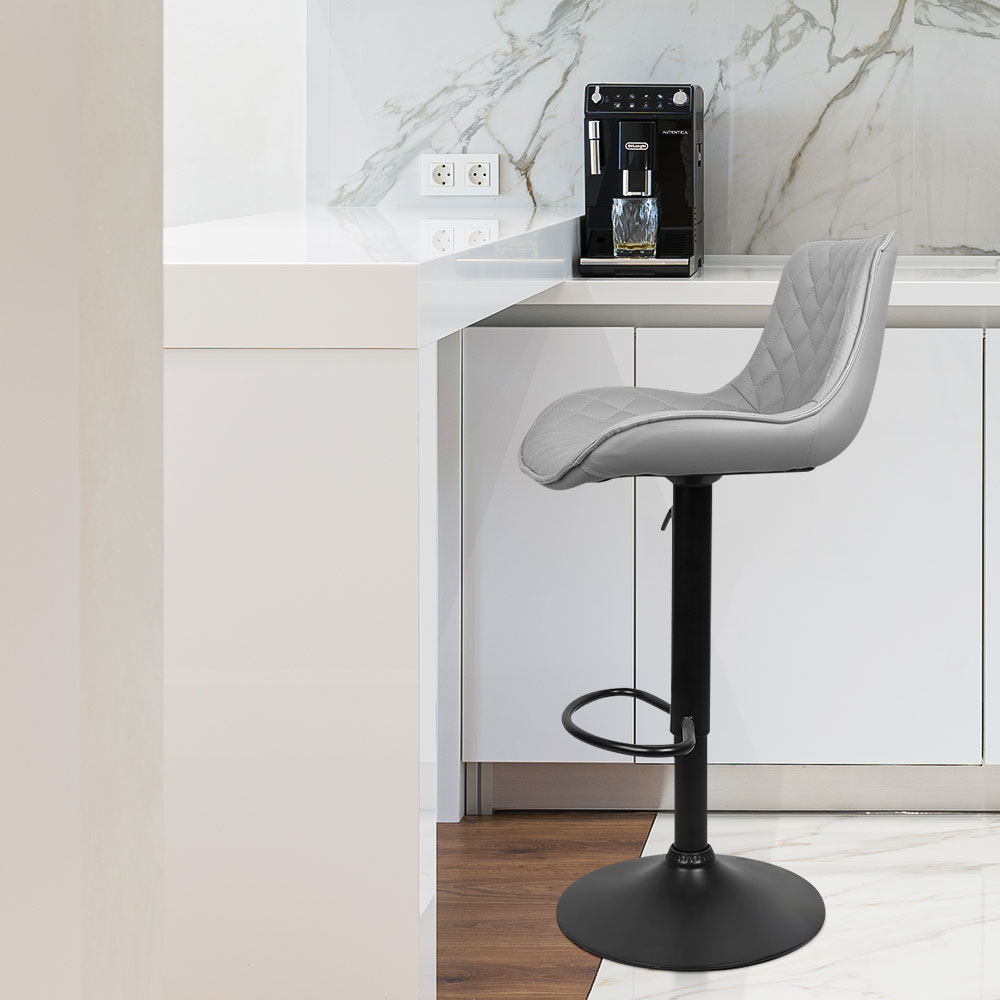 Lot de 4 chaises de bar réglables en PU - HOMEWELL - Gris - Contemporain - Design - Intérieur ...